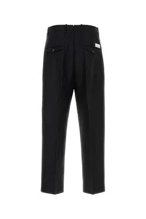 NINE:INTHE:MORNING Wool And Linen Twill Wide-leg Kai Pants - Black