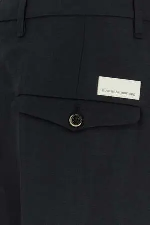 NINE:INTHE:MORNING Wool And Linen Twill Wide-leg Kai Pants - Black