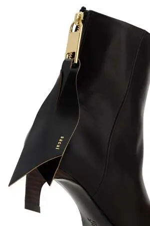 Sacai Leather Ankle Boots With Logo Detail