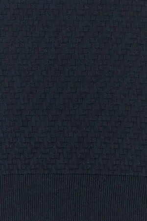 Canali Dark Cotton Blend Ribbed Crew Neck Sweater