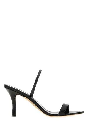 THE ROW Leather Ella Sandals - Black