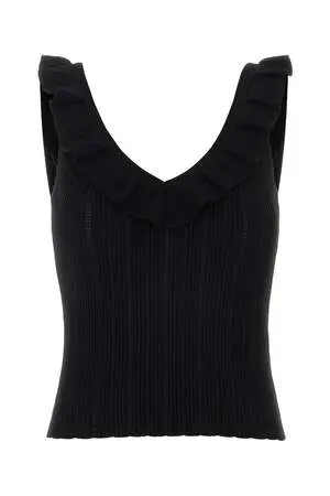 Blumarine Viscose Blend Tank Top With V-neckline