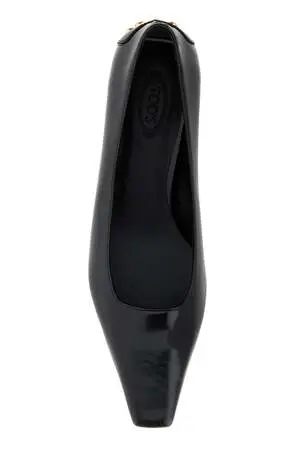 TOD'S Polished Leather Pumps With Metal Studs