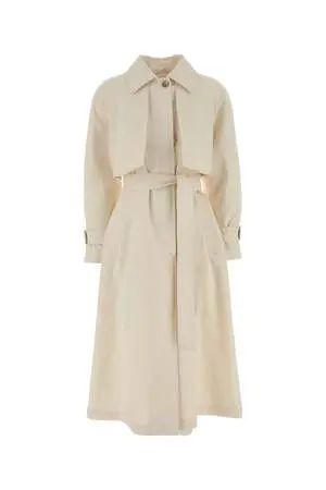 Herno Jersey Trench Coat With Metal Logo Plate