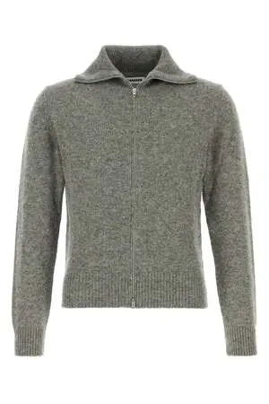 JIL SANDER Wool Blend Zip-up Cardigan - Grey