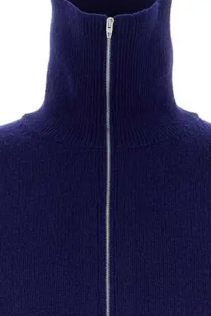 JIL SANDER Wool Blend Zip-up Cardigan - Blue