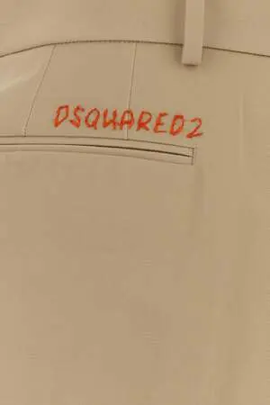 Dsquared2 Beige Gabardine Embroidered Logo Trousers - Light Brown