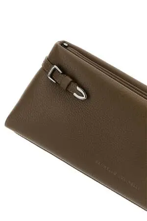 Brunello Cucinelli Pebble Leather Clutch With Embossed Logo