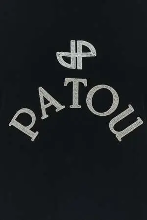 PATOU Oversize Cotton T-shirt With Embroidered Logo - Black