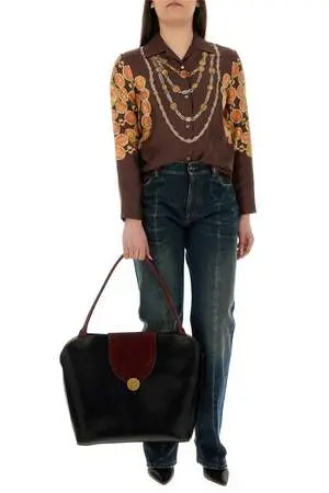 Versace Leather Shopping Bag With Medusa Detail