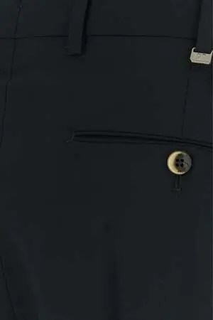 PT TORINO Wool Trousers With Logo Detail - Black