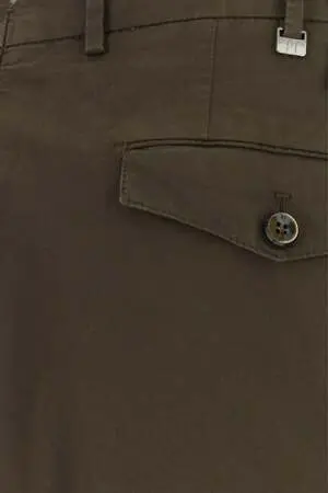 PT TORINO Stretch Cotton Tailored Trousers With Metal Logo Detail - Brown