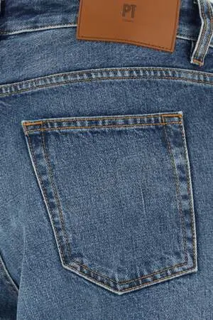 PT TORINO Stonewashed Pure Cotton Denim Jeans - Blue