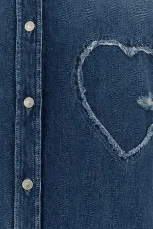 Moschino Denim Shirt With Distressed Heart Motif