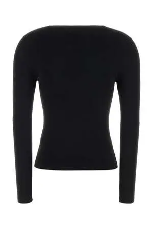 Alexander Wang Stretch Viscose Blend Long Sleeve T-shirt With Metal Plate Detail
