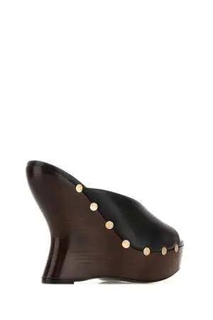 Magda Butrym Nappa Leather Wedge Mules With Embossed Logo