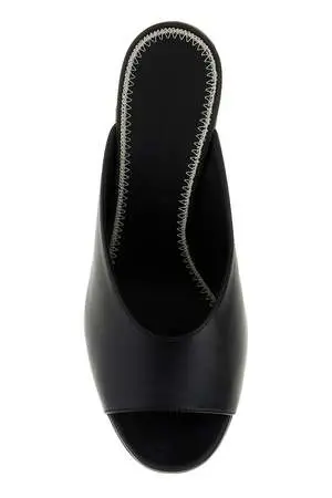 Magda Butrym Nappa Leather Wedge Mules With Embossed Logo
