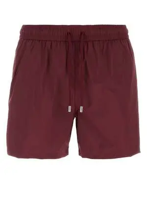 Fedeli Burgundy Polyester Swimming Shorts - Red