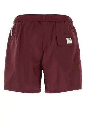 Fedeli Burgundy Polyester Swimming Shorts