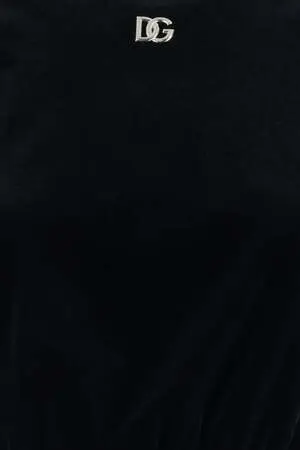Dolce & Gabbana Velvet Mini Dress With Dg Metal Detail