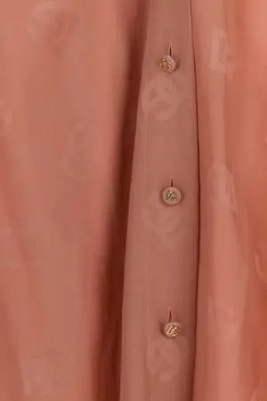 Dolce & Gabbana Antiqued Silk Shirt Dress With Dg Embroidery