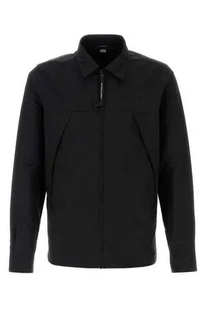 C.P. COMPANY Gabardine Zip-up Jacket With Rubberized Logo Print