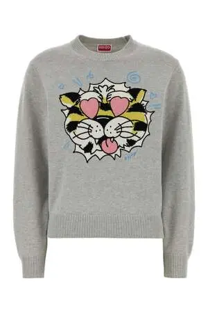 Kenzo Wool Blend Sweater With Wild Tiger Embroidery