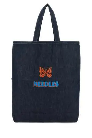 Needles Denim Shopper Bag With Logo Print