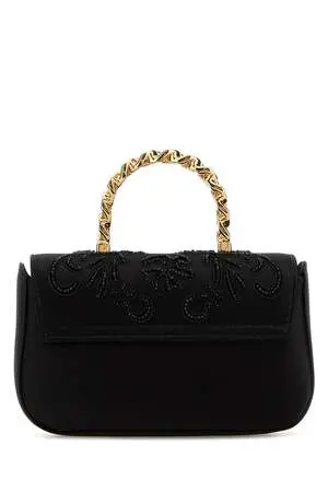 Versace Satin Handbag With Rhinestone Embellishments And Medusa Detail