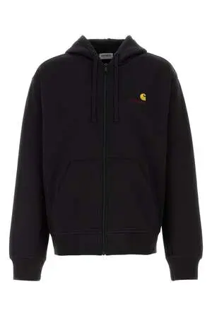 Carhartt Work In Progress Cotton Blend American Script Zip-up Hoodie - Black