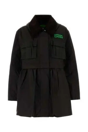 BARBOUR X GANNI Coated Cotton Jacket With Tartan Inserts