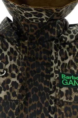BARBOUR X GANNI Animal Print Coated Cotton Jacket With Detachable Hood