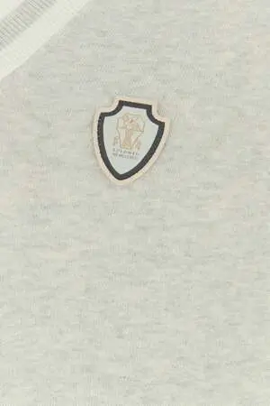 Brunello Cucinelli Light Cotton Vest With Logo Patch - Grey