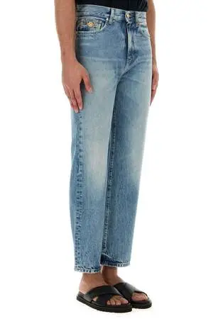 Versace Stonewashed Pure Cotton Denim Jeans With Medusa Biggie Detail