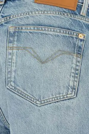 Versace Stonewashed Pure Cotton Denim Jeans With Medusa Biggie Detail