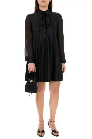 Versace Crepe Mini Dress With Detachable Scarf