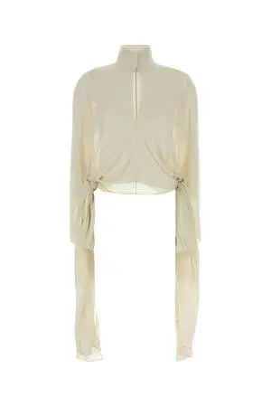 Alaïa Cream Crepe Blouse - Yellow