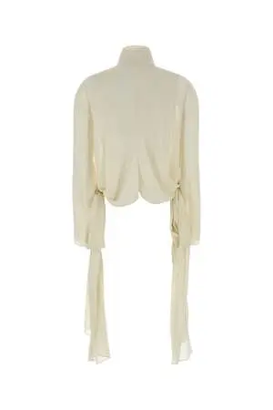 Alaïa Cream Crepe Blouse With Bow Detail