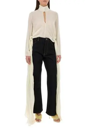 Alaïa Cream Crepe Blouse With Bow Detail