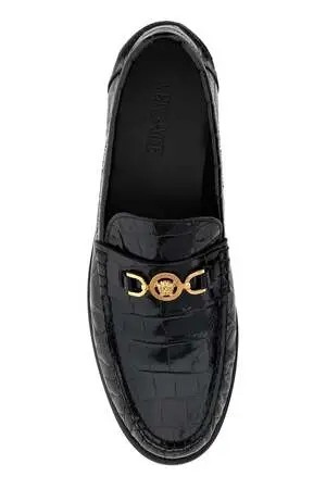 Versace Leather Loafers With Embossed Detail