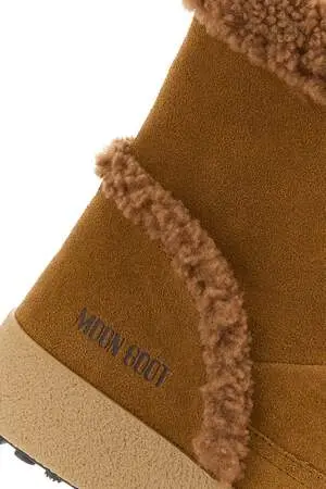 Moon Boot Suede Ankle Boots With Shearling Trim