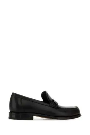 FERRAGAMO Gancini Leather Loafers - Black
