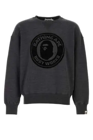 A BATHING APE Graphite Cotton Oversize Sweatshirt - Grey