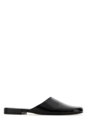 THE ROW Leather Penelope Slippers - Black