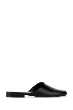 THE ROW Leather Penelope Slippers - Black