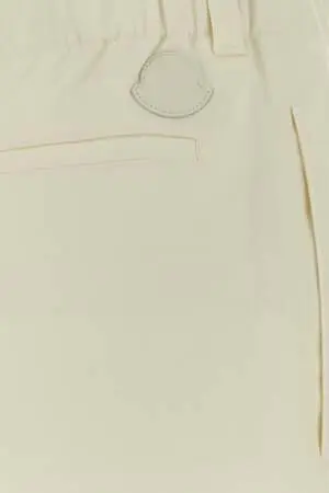 Moncler Cream Wool Pants With Leather Logo Patch
