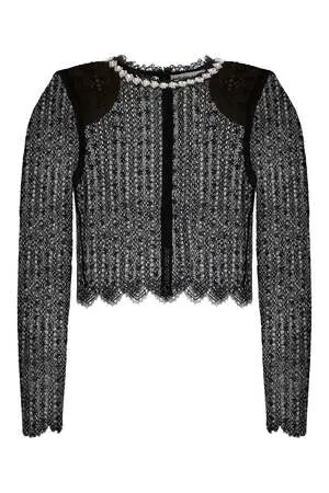 SELF-PORTRAIT Lace Top With Jewel Embellishment