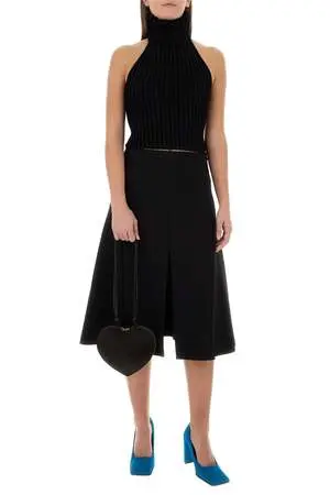 Alaïa Stretch Polyester Blend Flared Skirt With Side Slit