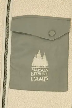 Maison Kitsuné Ivory Pile Zip Up Jacket