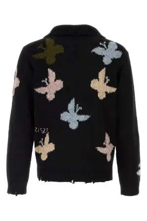 BAZISZT Alpaca Blend Floral Embroidered Sweater